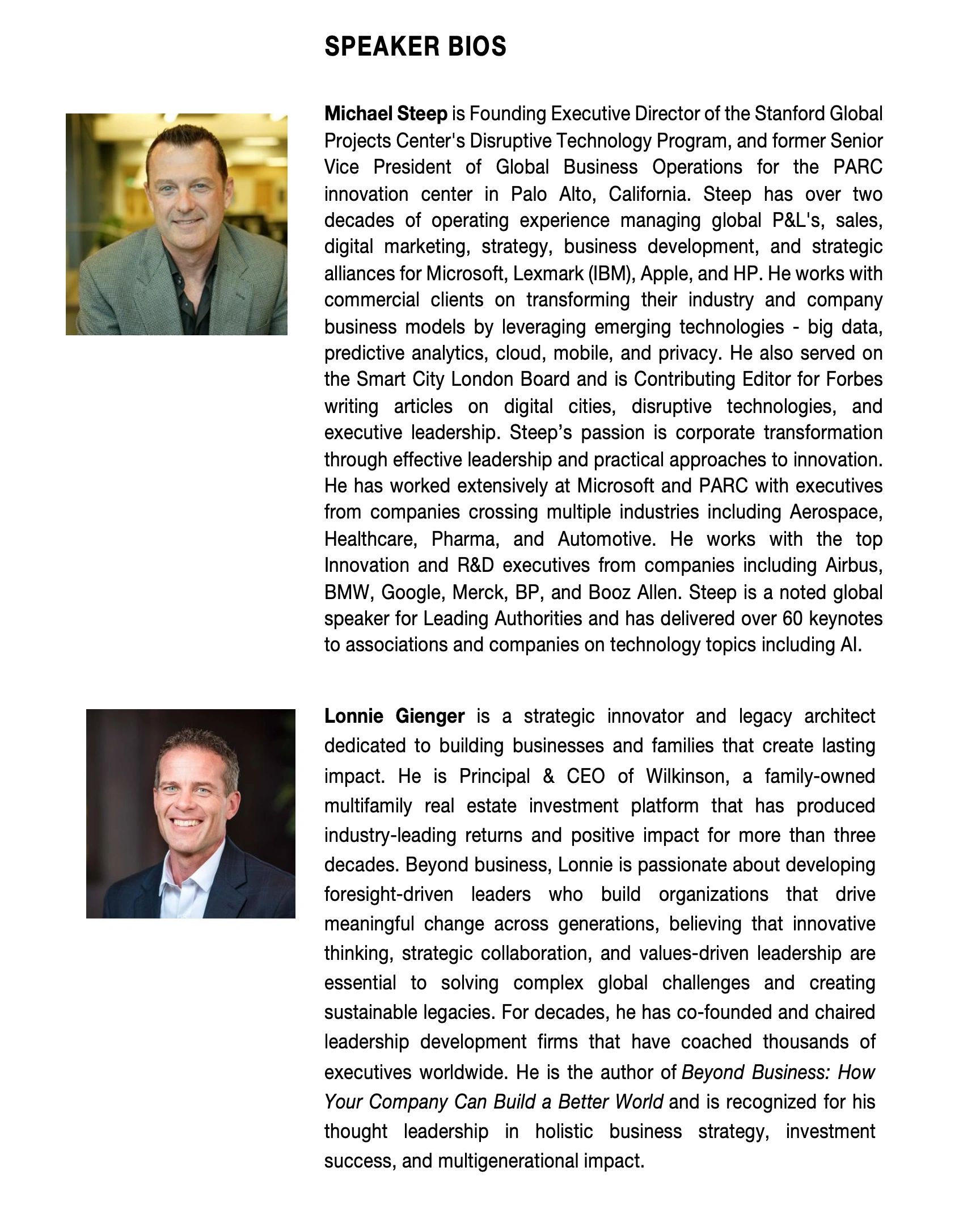 Conference Speaker Bios